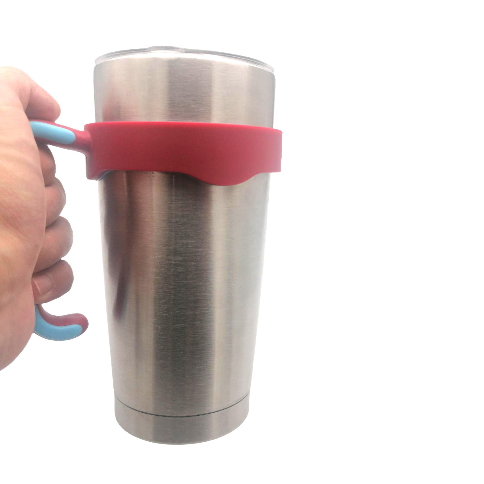 20 oz Tumbler Handle, Anti Slip Travel Mug Grip Cup Holder for Vacuum Insulated Tumblers, Suitable for Yeti Rambler, Trail, Sic, Ozark and More 20 Ounce Tumbler Mugs Accessories (Red)