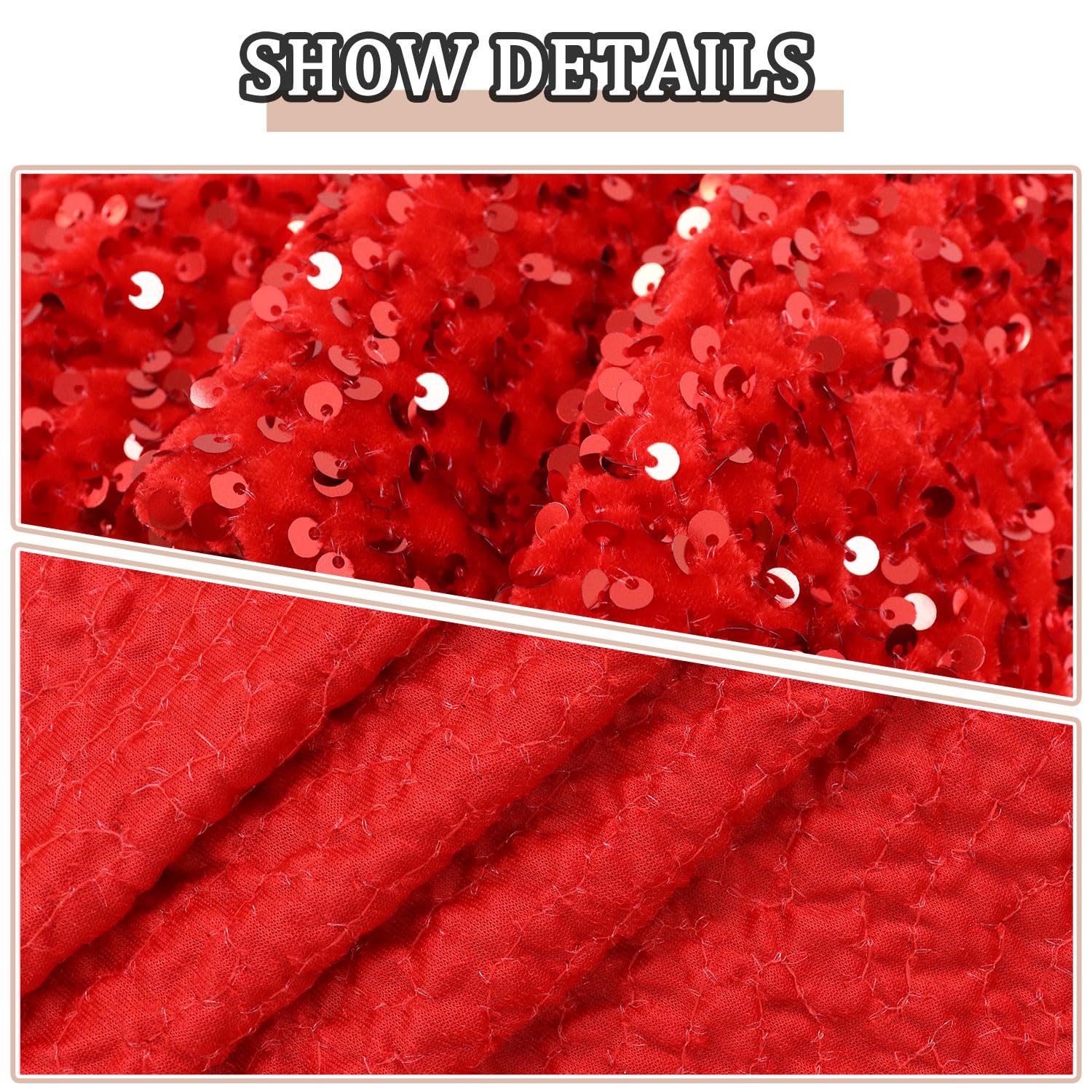 PATYDEST Red Sequin Fabric Velvet Stretch Fabric by The Yard Glitter Sequin Fabric Sensory Wall Sequence Material Fabric Large Sequins Fabric Dress Mermaid Quilting Fabric for Sewing Cloth DIY Craft