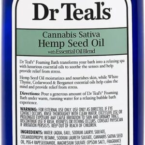 Dr. Teal's Hemp Seed Oil Foaming Bath Gift Set (2 Pack, 34oz Ea) - Cannabis Sativa Hemp Seed Oil - Essential Oils Blended with Pure Epsom Salt Calm The Senses & Alleviates Daily Stress