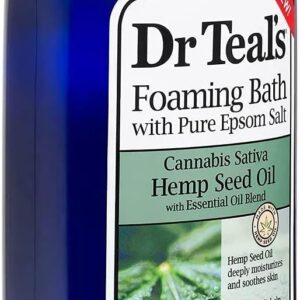 Dr. Teal's Hemp Seed Oil Foaming Bath Gift Set (2 Pack, 34oz Ea) - Cannabis Sativa Hemp Seed Oil - Essential Oils Blended with Pure Epsom Salt Calm The Senses & Alleviates Daily Stress