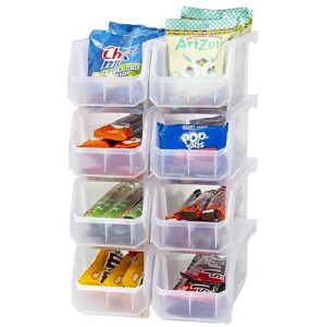 readyspace plastic containers for organizing and storage bins for closet, kitchen, office, toys, or pantry organization, medium, 8-pack, clear