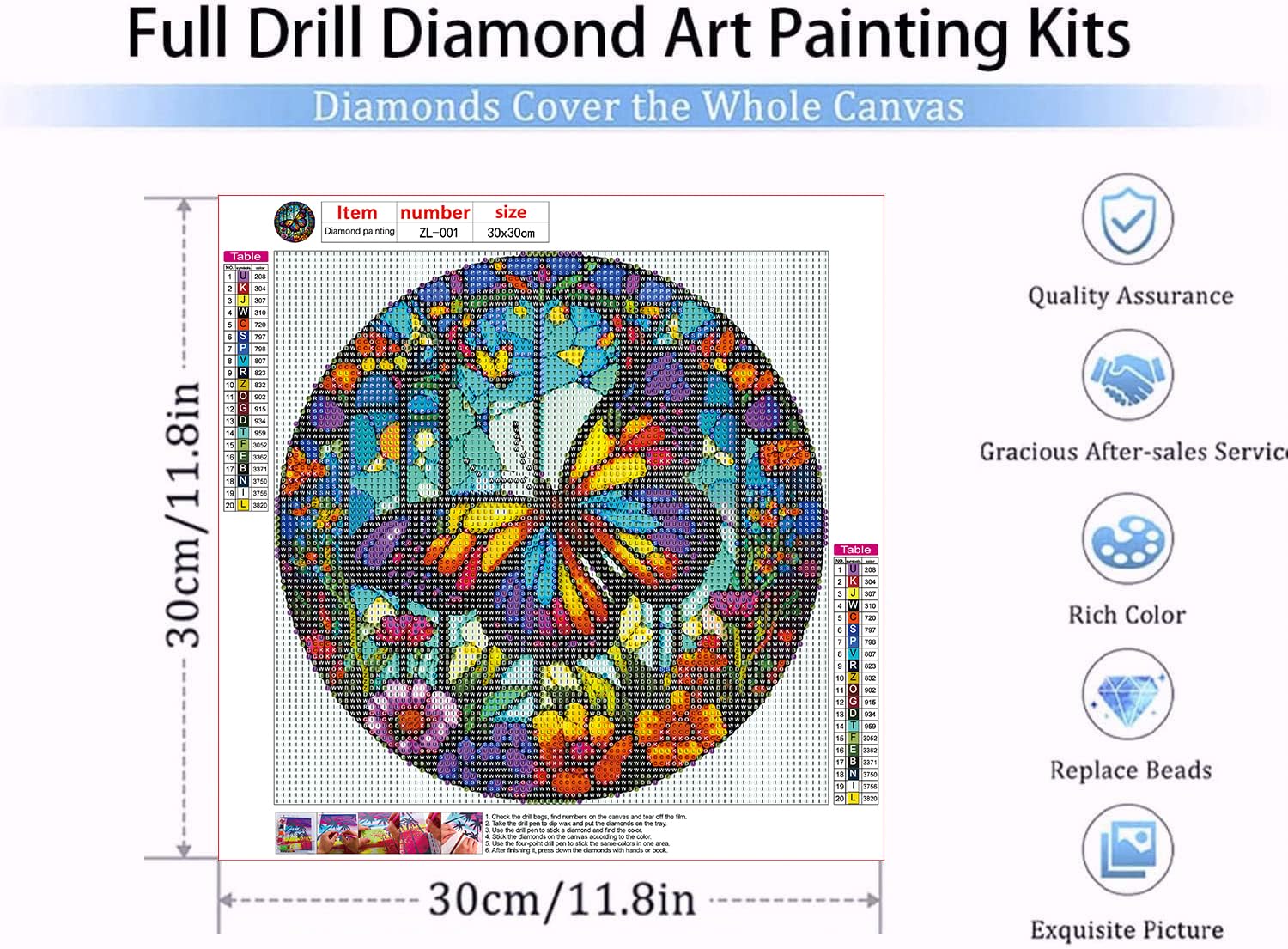 RYMILIE Diamond Painting Kits for Adults - Butterfly Flowers DIY 5D Diamond Art Kits Full Drill Diamond Dots Paintings with Diamonds Gem Art and Crafts Home Decor 12x12inch