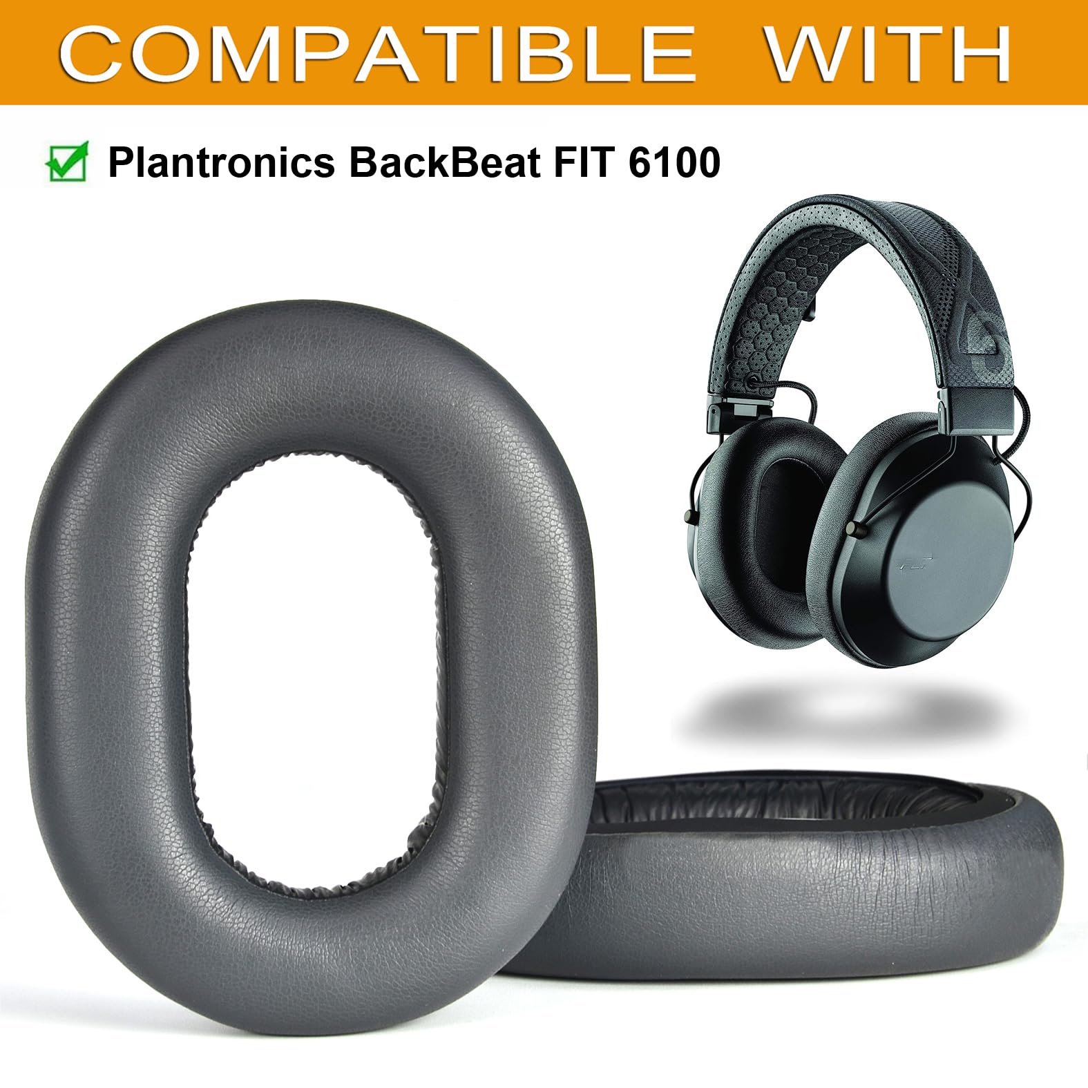 FIT 6100 Earpads - defean Replacement Ear Pads Cover Cushions Compatible with Plantronics BackBeat FIT 6100 Wireless Bluetooth Headphones (Titanium)