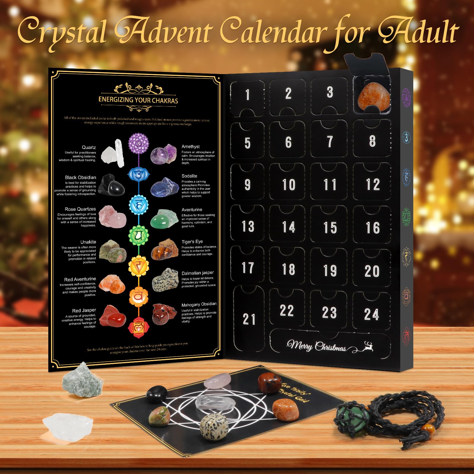 Pukamam Crystal Advent Calendar 2024 Adult Rock Healing Gemstone 24 Days Christmas Countdown calendar