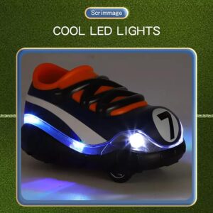 WOAEIUOS 2.4G Remote Control Car RC Football Soccer Shoes Car with LED Lights Kids Interactive Educational Toys (Orange&Blue-Set of Two Cars)