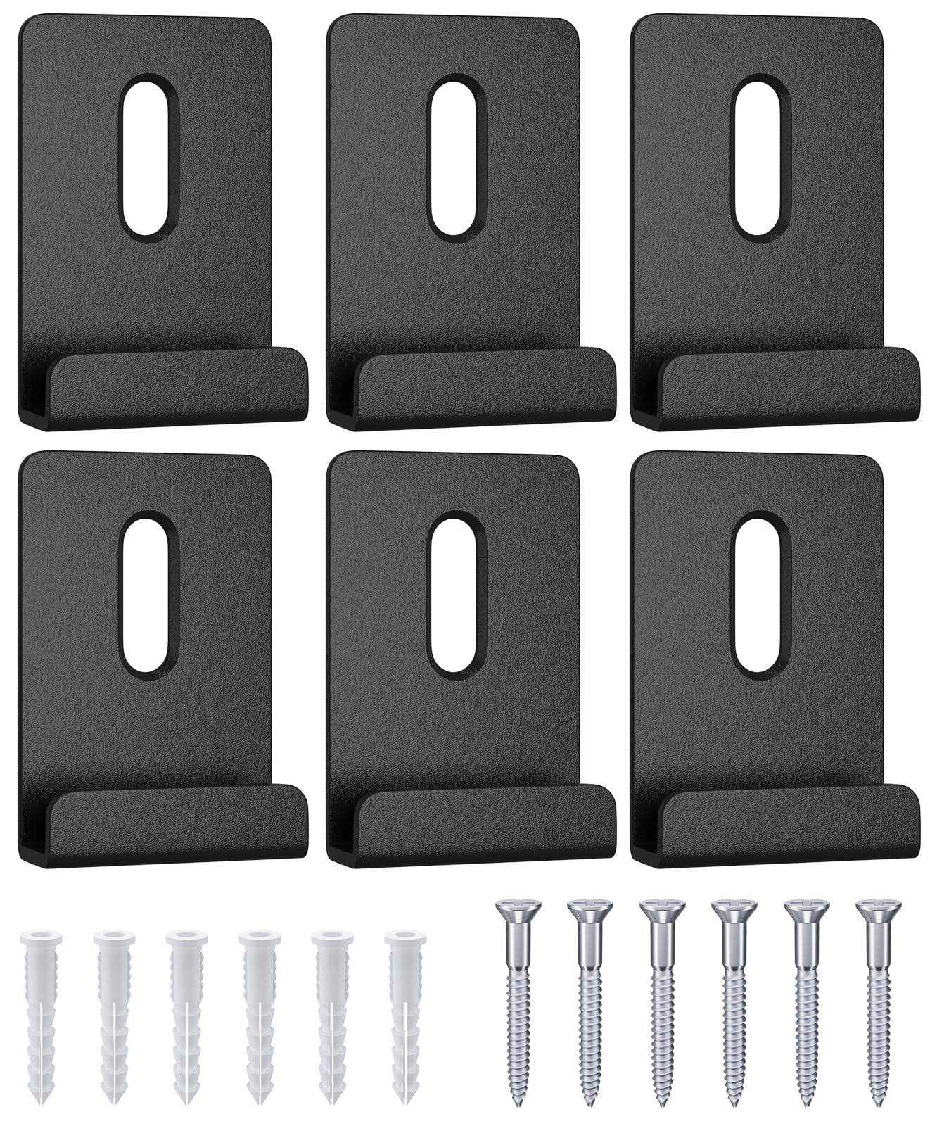 BAGTeck 6Pcs Metal Mirror Clips Wide Channel Mirror Hanger Clip Kit Large Heavy Retainer Clips for Mirrors with Screw Mirror Clips for Wall Mounting Frameless Mirror Billboard Displays (Black)