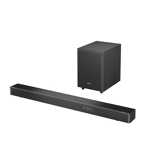 Hisense AX3125H 3.1.2Ch Sound Bar with Wireless Subwoofer, 440W, Dolby Atmos, Bluetooth 5.3, EzPlay, 4K HDMI Pass Through, Roku TV Ready, DTS:X, HDMI/AUX/ARC/Optical/USB, 7 EQ Modes