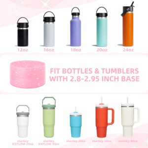 Vmini Protective Glitter Silicone Boot, Compatible with Stanley Tumbler 20-40oz & Hydro Flask Water Bottle 12-24oz and More Bottles/Tumblers with 2.8-2.95in Bottom, Bling Anti-Slip Sleeve Cover