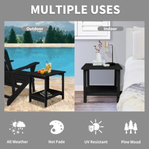 RKVPCNE Outdoor Side Table Patio Side Tables for Outside, Small Patio Table Square End Table for Patio Backyard, Pool, Indoor Companion Wood Weather Resistant，Black