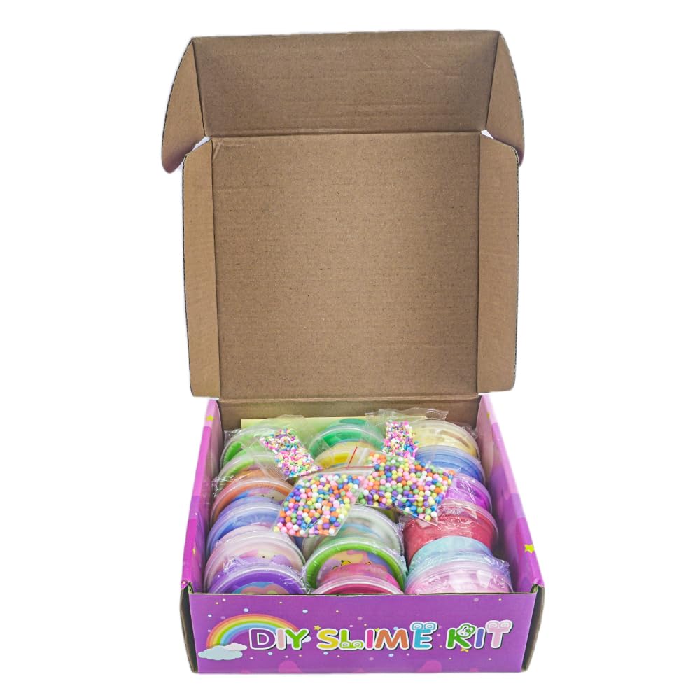 16 Pack Mini Butter Slime Kit,with Pink Watermelon, Ice Cream and Cake Slime Etc. Color Slime and Slime Charms,Soft and Non-Sticky,DIY Scent Slime Party,Stress Relief Sludge Toy for Boys and Girls