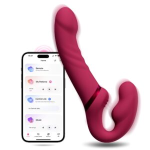 LOVENSE Lapis Strapless Strap on Dildos Double-Ended G Spot Vibrator with Flexible Bulb Vibrating Butt Plug Adult Toy & Game Remote Control Clitoral Stimulator Sex Toys for Women Lesbian Couple