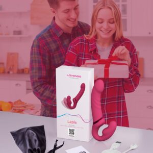 LOVENSE Lapis Strapless Strap on Dildos Double-Ended G Spot Vibrator with Flexible Bulb Vibrating Butt Plug Adult Toy & Game Remote Control Clitoral Stimulator Sex Toys for Women Lesbian Couple