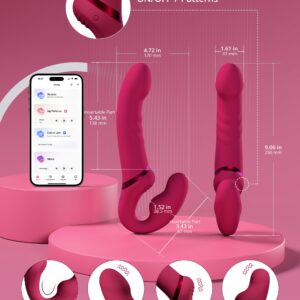 LOVENSE Lapis Strapless Strap on Dildos Double-Ended G Spot Vibrator with Flexible Bulb Vibrating Butt Plug Adult Toy & Game Remote Control Clitoral Stimulator Sex Toys for Women Lesbian Couple