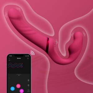 LOVENSE Lapis Strapless Strap on Dildos Double-Ended G Spot Vibrator with Flexible Bulb Vibrating Butt Plug Adult Toy & Game Remote Control Clitoral Stimulator Sex Toys for Women Lesbian Couple