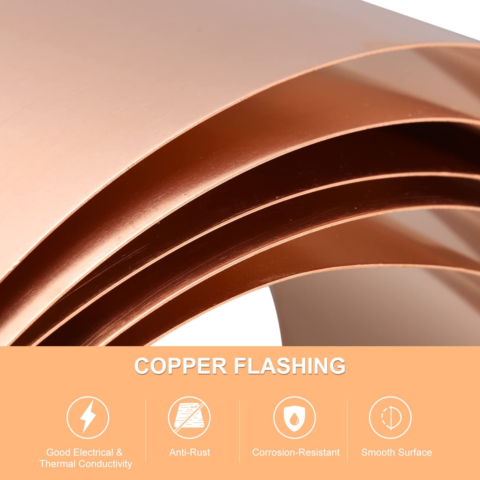 uxcell Copper Sheet Roll 3500mm x 150mm x 0.2mm, 99.9% Pure Copper Strip Copper Flashing Metal Foil Plate for Electricity DIY Projects (Multiple Sizes)