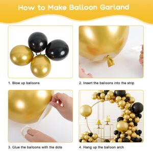 RUBFAC Black and Gold Balloons Arch Garland Kit, 18/12/5 Inch Latex Balloon Set for Birthday Party Wedding Graduation Anniversary Baby Shower