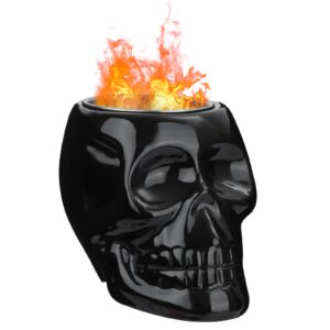 mocoos tabletop fire pit bowl, ceramic mini fire pit, ethanol portable fire pit for camping, skull decor smokeless firepit, great for indoor & outdoor decor, christmas decorations, unique gift