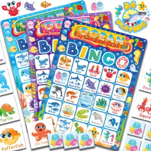 ytsqler ocean bingo game 24 players ocean animals bingo game for kids bingo, under the sea party bingo games for family classroom activity ocean party supplies