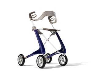 medline byacre ultralight carbon fiber rollator with backrest, blue