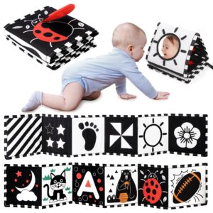 urmywo black and white baby toys, high contrast newborn toys 0-3 months brain development, tummy time toys, soft baby book, infant sensory toys 0-6-12 months visual stimulation montessori toy gift