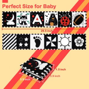 URMYWO Black and White Baby Toys, High Contrast Newborn Toys 0-3 Months Brain Development, Tummy Time Toys, Soft Baby Book, Infant Sensory Toys 0-6-12 Months Visual Stimulation Montessori Toy Gift