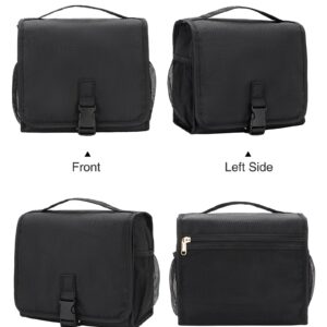 Relavel Hanging Toiletry Bag for Women and Men, Small Travel Bag for Girls Compact Size with Multiple Compartments Waterproof Travel Kit Wash Bag Makeup Storage Organizer Gym Shower Bag Black