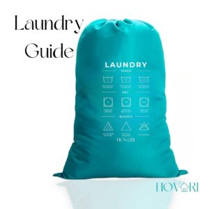 HOVARI 2-Pack Large Premium Heavy-Duty Laundry Bags with laundry guide, 24in x 36in, Dirty Clothes Storage with Drawstring Closure, Blue and Grey