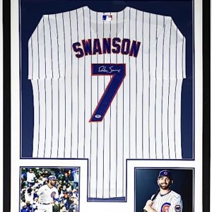 Dansby Swanson Signed Authentic 2023 Chicago Cubs Jersey - PSA DNA COA Authenticated - Professionally Framed & Walk Off Home Run Photo 34x42