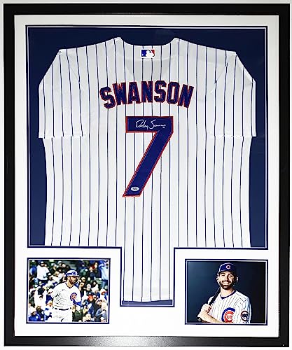 Dansby Swanson Signed Authentic 2023 Chicago Cubs Jersey - PSA DNA COA Authenticated - Professionally Framed & Walk Off Home Run Photo 34x42