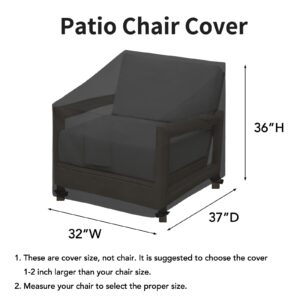 Easy-Going Waterproof Patio Chair Cover UV Resistant Outdoor Chair Cover Weatherproof Lawn Patio Furniture Cover with Tape Sealed Seam (2 Pack-32Wx37Dx36H inch, Black)