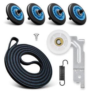 upgraded dryer roller replacement kit for samsung dc97-16782a dryer drum support roller dc93-00632a dryer idler pulley 6602-001655 belt dryer parts fits dv42h5000ew/a3 dv45h7000ew/a2 dv48h7400ew/a2