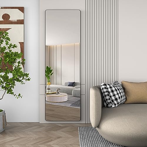 EDTEMI Full Length Wall Mounted Mirror, 39"*12"Over The Door Hanging Mirror, Full Size Rectangle Mirror, Dressing Body Mirror for Bedroom Living Room Bathroom(Black)