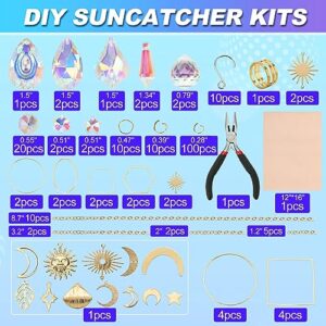 HYBEADS 200 pcs DIY Sun Catchers Making Kits Craft for Adults Crystal Suncatchers Supplies Stained Glass Window Hanging Prism Indoor Outdoor Garden Xmas Decor with Rainbow Maker Pendants Chains