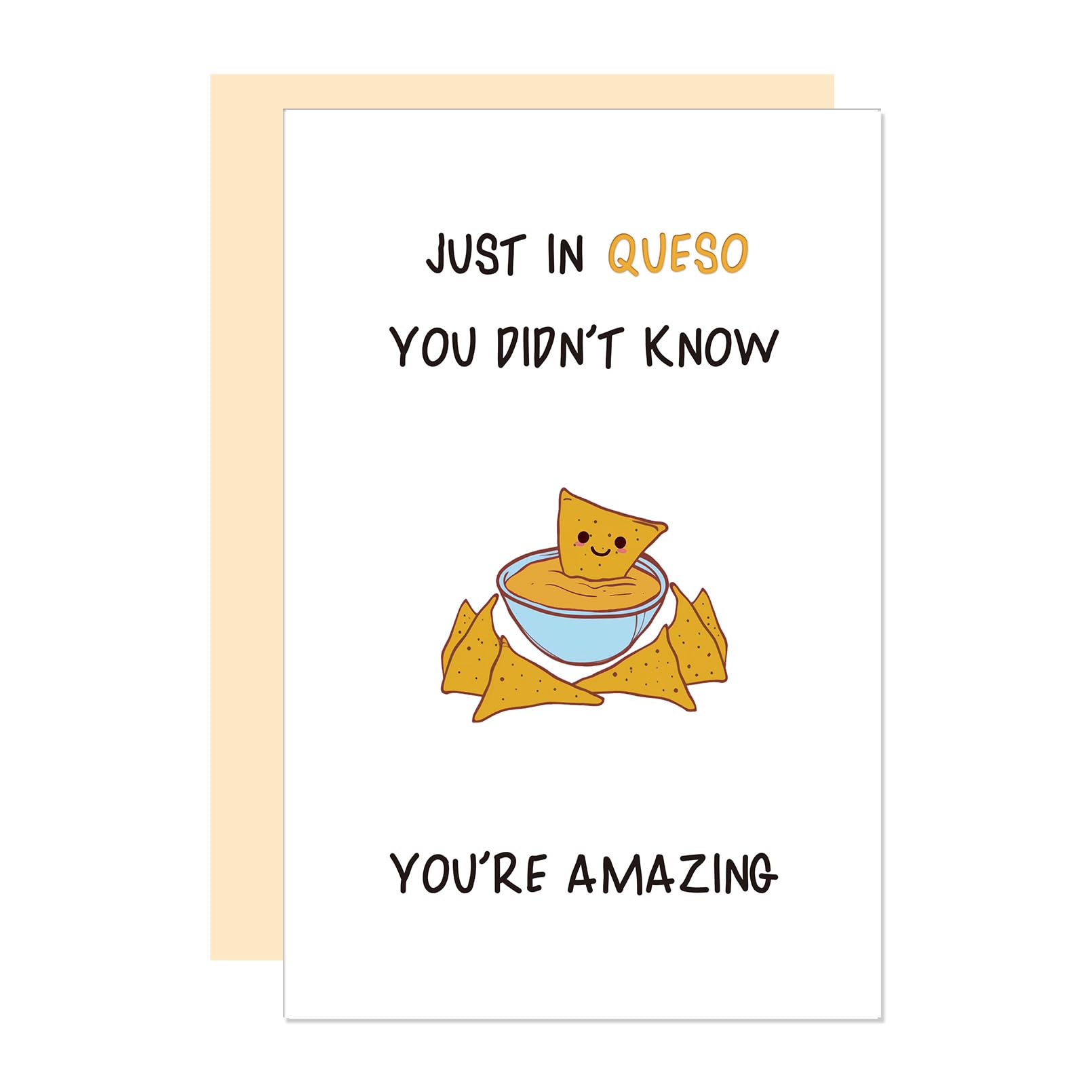 Ure Tenk Lovely Pun Friend Encouragement Card, Funny Friendship Praise Card, Cute Queso Inspired Card, Card for Cheesy And Chips Lover