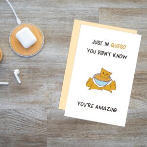 Ure Tenk Lovely Pun Friend Encouragement Card, Funny Friendship Praise Card, Cute Queso Inspired Card, Card for Cheesy And Chips Lover