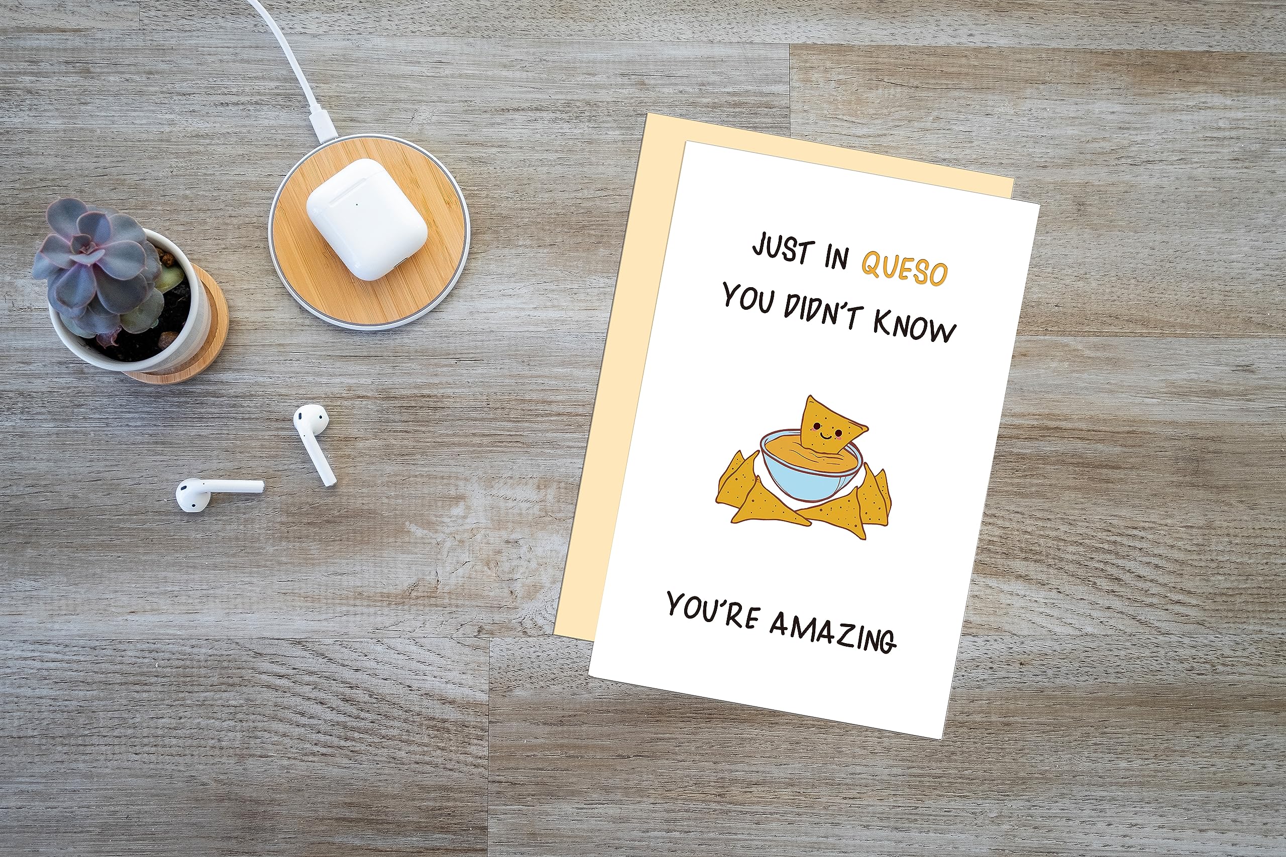 Ure Tenk Lovely Pun Friend Encouragement Card, Funny Friendship Praise Card, Cute Queso Inspired Card, Card for Cheesy And Chips Lover