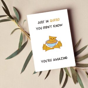 Ure Tenk Lovely Pun Friend Encouragement Card, Funny Friendship Praise Card, Cute Queso Inspired Card, Card for Cheesy And Chips Lover