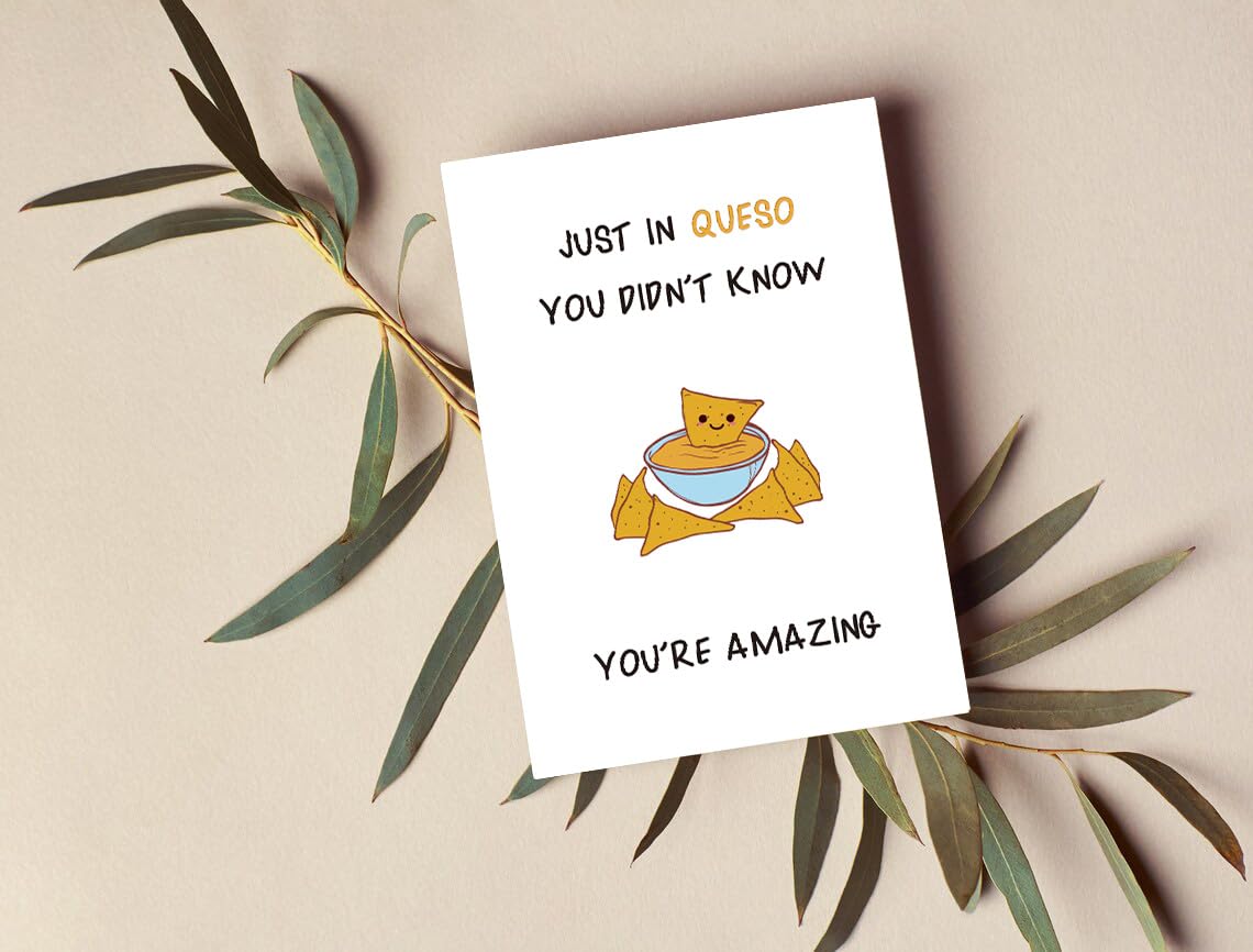 Ure Tenk Lovely Pun Friend Encouragement Card, Funny Friendship Praise Card, Cute Queso Inspired Card, Card for Cheesy And Chips Lover