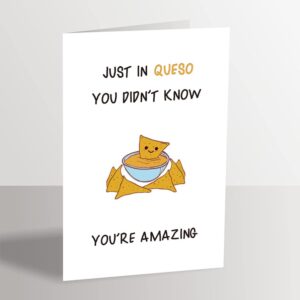 Ure Tenk Lovely Pun Friend Encouragement Card, Funny Friendship Praise Card, Cute Queso Inspired Card, Card for Cheesy And Chips Lover