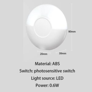 Nightlight,Photosensitive Sensor, White Light, 0.6W, 220V, Suitable for Infants, Children, Children's Rooms, Corridors and Other Scenes (1 Pack)