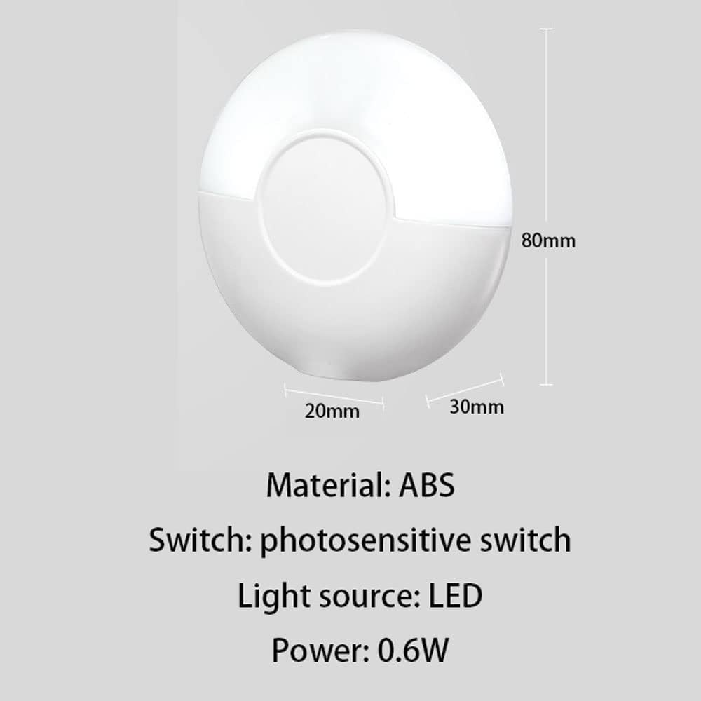 Nightlight,Photosensitive Sensor, White Light, 0.6W, 220V, Suitable for Infants, Children, Children's Rooms, Corridors and Other Scenes (1 Pack)