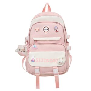 mifjnf cute backpack kawaii backpack for school aesthetic backpack kawaii school supplies cute backpacks with accessories (pink)