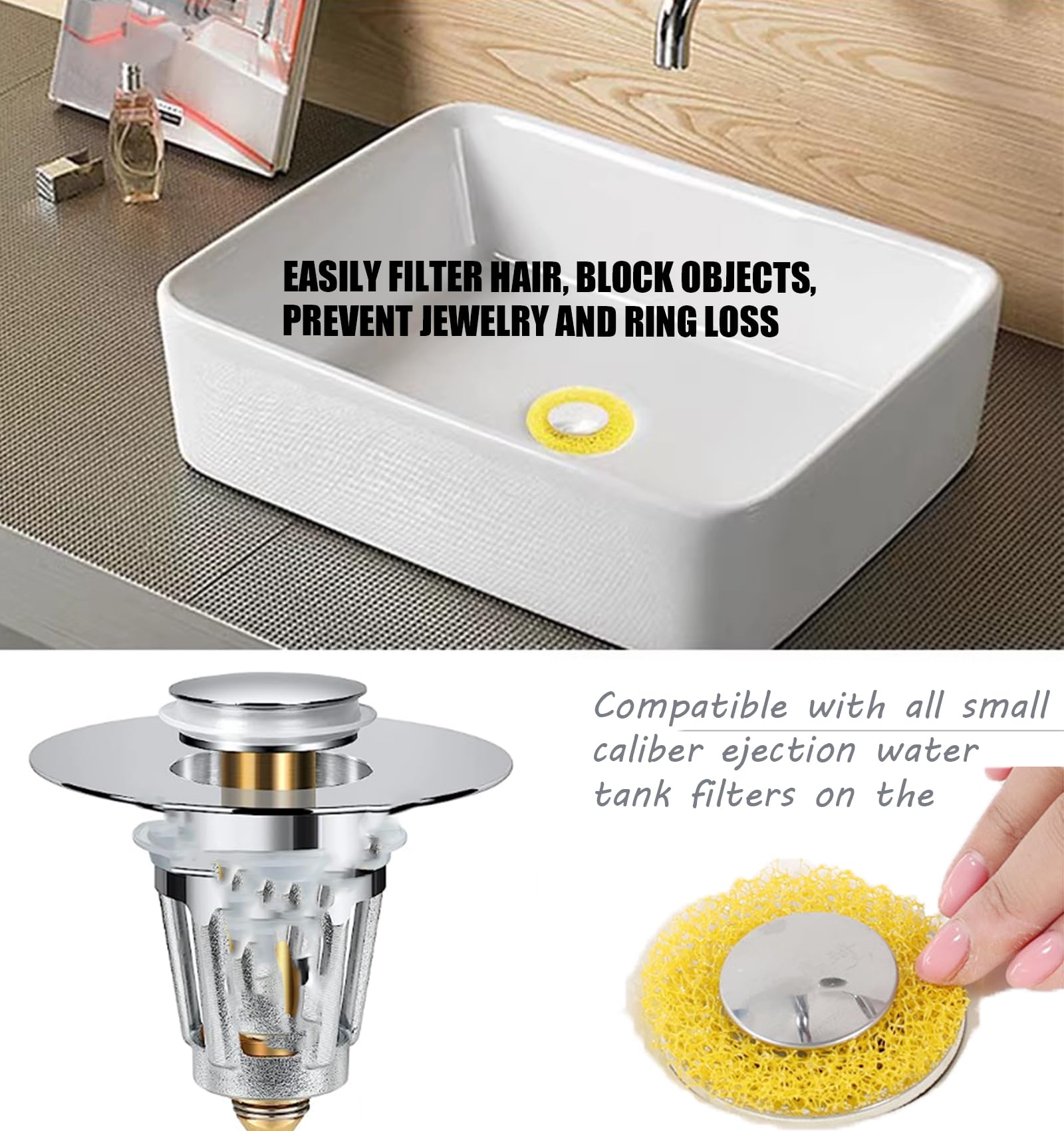 YUEYAW 24pcs Small Caliper pop up Sink Drainage Spring Filters Disposable Shower Drain Hair Catcher Mesh Drain Plug Filter is Suitable for bathrooms, bathtubs (32 Small Diameter Filter Screen)