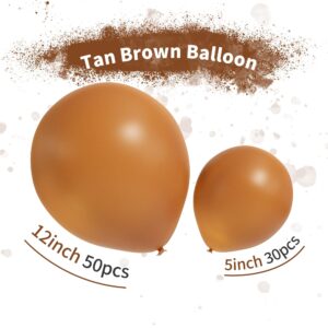 Retro Tan Balloons Different Sizes Cocoa Balloons 12 Inch 5 Inch 80 Pcs Tan Brown Balloon Garland for Happy Birthday Baby Shower Woodland Party Decorations