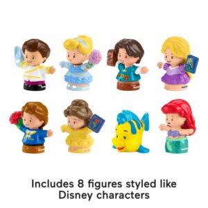 Fisher-Price Disney Princess Toddler Toys Little People Prince and Princess Figure Pack, 8 Pieces