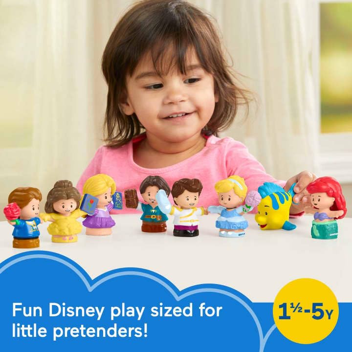 Fisher-Price Disney Princess Toddler Toys Little People Prince and Princess Figure Pack, 8 Pieces