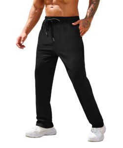 coofandy men's jogger sweatpants cotton yoga pants casual trousers lounge pants black