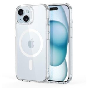 esr for iphone 15 case, compatible with magsafe, military-grade protection, yellowing resistant, scratch-resistant back, magnetic phone case for iphone 15, classic series, clear