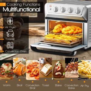 GOFLAME Convection Toaster Oven Air Fryer 7-in-1, 21.5 QT Airfryer Toaster Oven Combo Recipe, 4 Accessories Pull-out Crumb Tray, Air Fry Basket & Baking Tray Rack