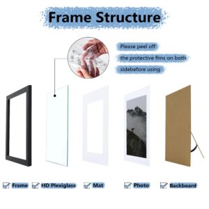 Picrit 8x10 Picture Frame Set of 7, Display 5 x 7 with Mat or 8 x 10 Without Mat, Photo Frames for Wall Mounting or Table Top Display, Black.